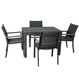 Kozyard Villa Aluminum Patio Extendable Dining Table 43"- 86" Adjustable Indoor Outdoor Furniture Rectangle Table for 4-6 Person Porch Deck Garden Dark-Grey
