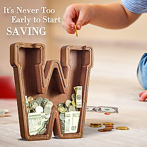 SummiDate Extra Large Wooden Piggy Bank| Piggy Bank for Boys Girls Toddler| Alphabet G Money Bank| Coin Bank Birthday Gift for Kids|Children's Day Gift(12"- Initial-G)