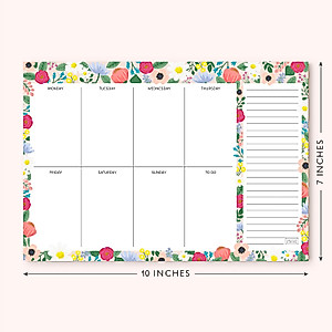 Sweetzer & Orange Floral Weekly Planner Notepad with Daily Planner Agenda Squares. 7x10" Day Planner 2024 - Student Planner, Work Planner and Checklist Pad