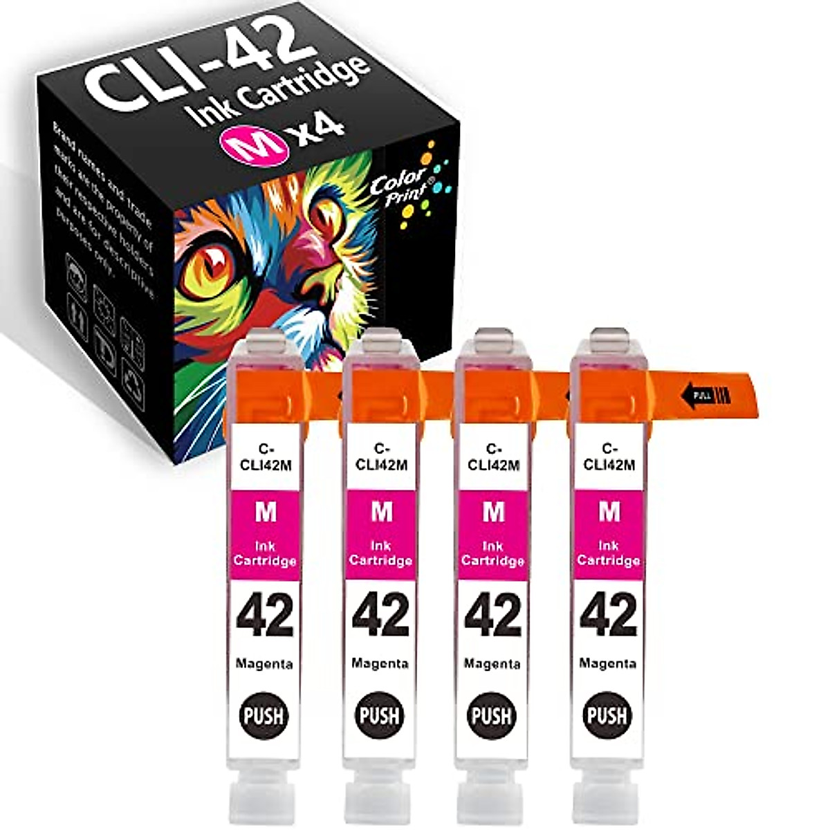ColorPrint Compatible CLI42 Ink Cartridges Replacement for CLI-42 CLI 42 CLI42M CLI-42M Work with PIXMA Pro-100S Pro-100 Pro100 Pro100S Printer (Magenta,4-Pack)