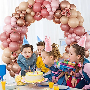 Pink Balloon Garland Arch Kit, 120Pcs Sakura Pink Beige Metallic Rose Gold Latex Balloons for Girls Baby Shower Wedding Birthday Graduation Anniversary Bachelorette Party Decorations