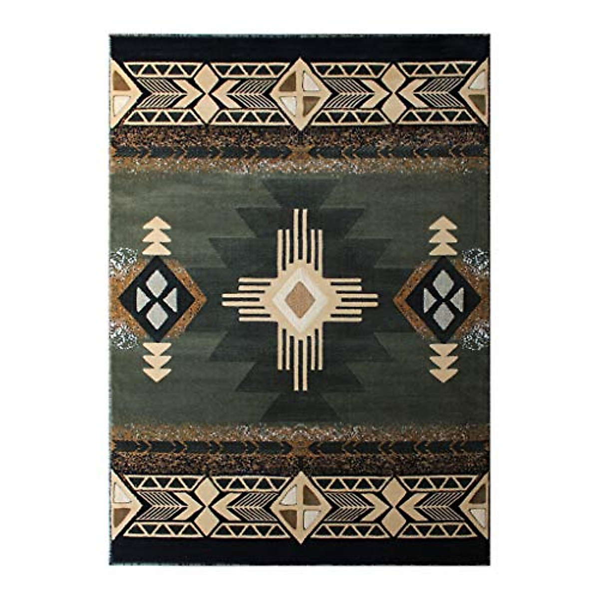 South West Native American Area Rug Design C318 Sage Green (5 Feet X 7 Feet)