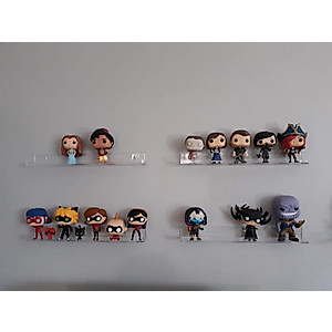 Sooyee 8 Pack 15 Inch Acrylic Invisible Kids Floating Bookshelf for Kids Room,Modern Picture Ledge Display Toy Storage Wall Shelf,Clear (8 Pack)