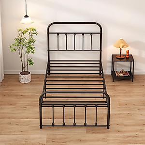 Closadin Classic Metal Platform Bed Frame with Heaboard and Footboard,Strong Metal Slats Support,No Box Spring Needed,Easy Assembly,Twin Size,Black