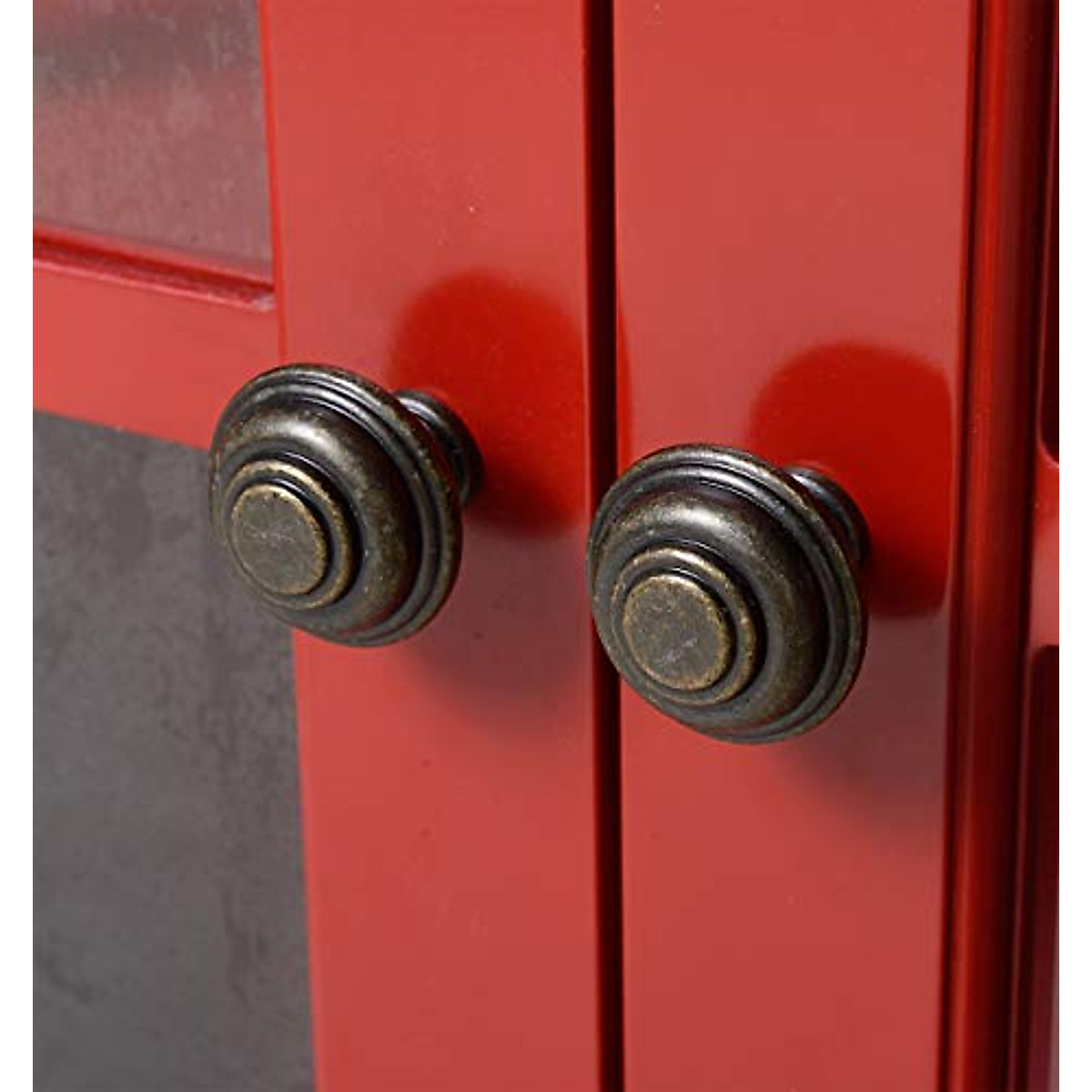 American Furniture Classics OS Home and Office Accent and Display Cabine Glass Door Cabinet, Red Paint