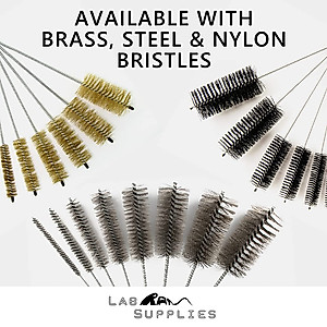 LabRat Supplies 12 Inch Pipe Cleaning Brush Set with Brass Bristles, 8 Piece Variety Pack | for Auto Parts, Bottles, Guns, Tubes, etc.