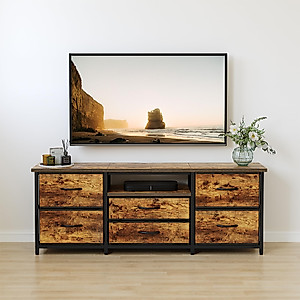 Treesland Dresser TV Stand for TVs up to 65 inches, TV Stand for Bedroom, TV Stand for Living Room, TV Stand with Storage, Entertainment Center, Media TV Console,55 inches, Brown