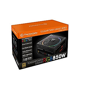 Thermaltake Toughpower Grand RGB 850W 80+ Gold Smart Zero 256-Color RGB Fan Fully Modular Power Supply 10 Yr Warranty PS-TPG-0850FPCGUS-R