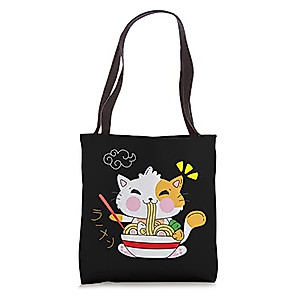 Ramen Cat Kawaii Anime Japanese Ramen Life Kitten Cute Anime Tote Bag