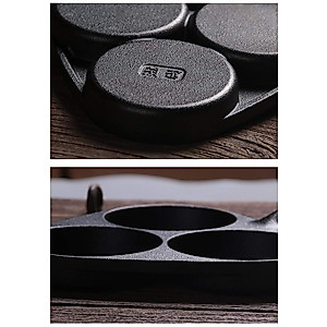 Omelet Pans 3-Cup Egg Frying Pan, Cast Iron Egg Cooker Pan