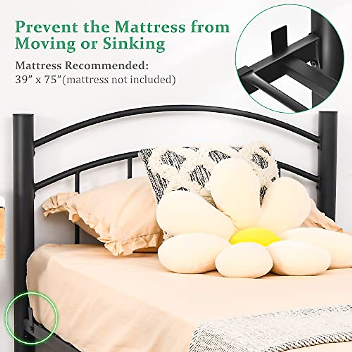 Giantex Metal Bed Frame, Modern Platform Bed with Headboard and Footboard, Heavy-Duty Steel Slat Support Mattress Foundation, Noise Free, Easy Assembly, No Box Spring Needed Frame (Twin Size, Black)