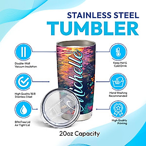 Hyturtle Personalized Gifts Manatee Lover - Manatees Printed Customized Name Stainless Steel Tumbler 20 oz With Lid - Idea Cute Sea Animal Lover Gifts For Women, Girl, Kids On Birthday, Christmas