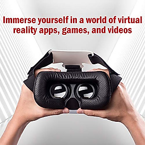 Deco Essentials VR Viewer for Mobile Games, Movies, and Augmented Reality | for 3.5"-6" Android & iPhones | Adjustable Straps and Lens | Audio Ports | (DGVR100BK)