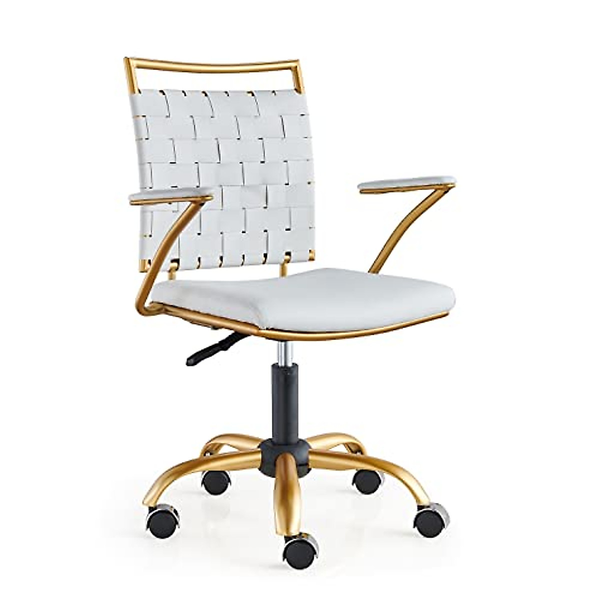 CAROCC White Gold Office Chair White and Gold Desk Chair Office Chair in White and Gold Modern Home Office Chair Gold White Office Chair Gold Legs(Gold White)