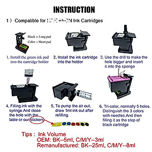 COCADEEX 500ml Ink Refill Kit Compatible with Ink Cartridges 67XL 65XL 64XL 63XL 62XL 67 65 64 63 62