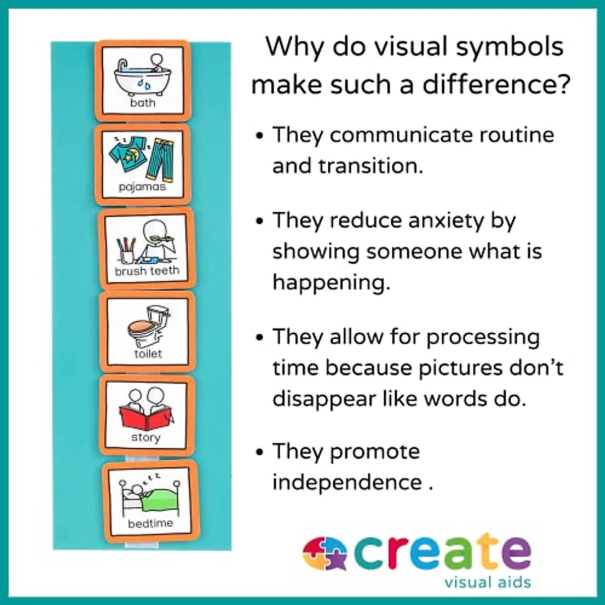 Morning and Bedtime Routine Chart by Create Visual Aids to support routine. Visual schedule or visual timetable for autism, speech and language, toddlers, preschool.