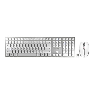 CHERRY DW 9100 Slim Wireless Keyboard and Mouse Set Combo Rechargeable with SX Scissor Mechanism, Silent keystroke Quiet Typing with Thin Design for Work or Home Office. (White & Silver)