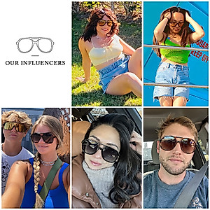 YDAOWKN Retro Square Aviator Sunglasses for Womens Mens Vintage 70s Double Bridge Sun Glasses