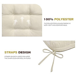 TANYOO Kitchen Chair Cushions Set of 4 Dual Layer Chair Cushions for Dining Chairs Shredded Memory Foam and Charcoal Foam Pads Fillings Seat Cushions White 16.5"x 16.5" x 3.5"