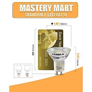 MASTERY MART GU10 LED Bulb, 2700K Soft White, Dimmable Track Light Bulbs 5.5W [50 Watt Equivalent] 500lm, GU10 Spotlight Bulb 40° Angle, Two Prong Light Bulbs for Range Hood, Track Lighting (10 Pack)