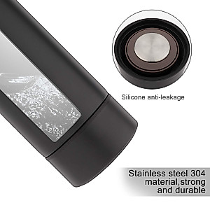 QiCheng&LYS Coffee Thermos,Tea Infuser Bottle,Smart Sports Water Bottle with LED Temperature Display,17 OZ Vacuum-Insulated Stainless-Steel Water Bottle (Black)