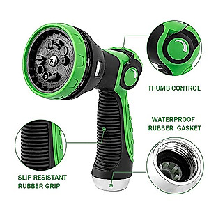 Garden Hose Nozzle Sprayer Thumb Control High Pressure Pistol Grip Easy Water Control- Hose Spray Nozzle Best for Watering Plants Cleaning & Car Wash/Features 10 Spray Nozzle