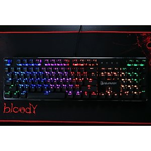 Bloody B820 Optical Mechanical Gaming Keyboard with Individually Backlit RGB LED Keys Wired, 104 Keys Standard, Red Switch - MX Red Equivalent for Windows PC and Laptop