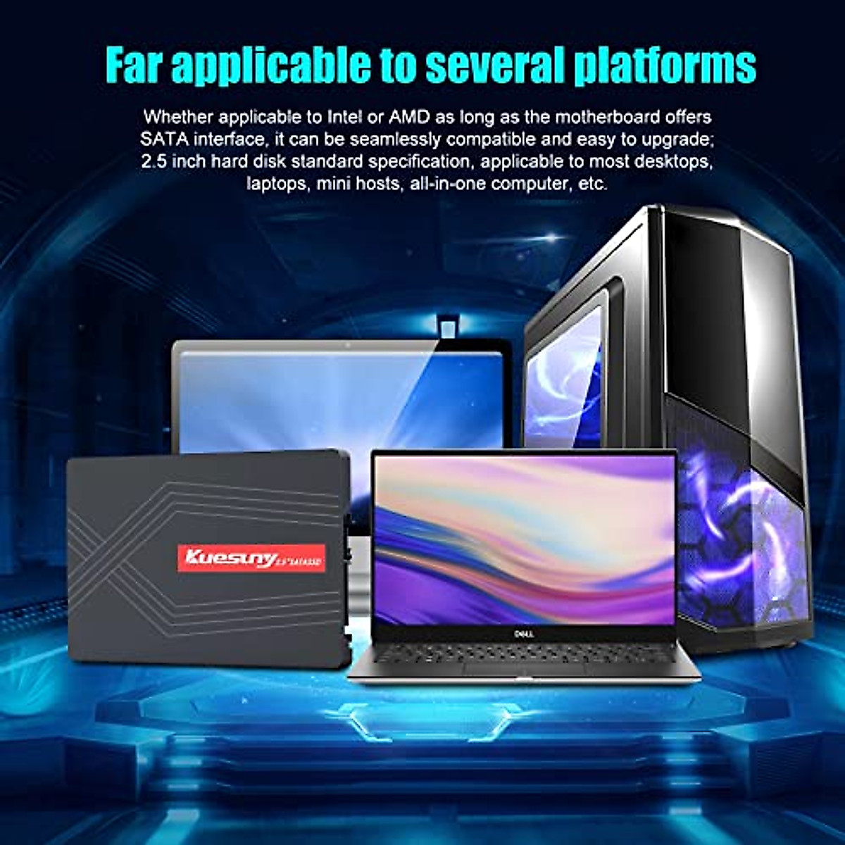 Kuesuny 2TB SATA 2.5" SSD Shark Internal Solid State Drive High Performance Hard Drive for Desktop Laptop SATA III Includes SSD(2TB, SATA 2.5inch)