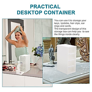 Cabilock Box Jewelry Storage Box Office Storage Cabinet Makeup Container Makeup Organizer Drawer Makeup Storage Case Cosmetic Organizer Drawer Desktop Storage Dog Plastic White Accessories