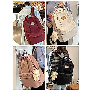 Romlvy Kawaii Backpack with Cute Accessories Casual Laptop Handbag Aesthetic Backpack Cute Daypack Travel Packing Organizer (Black)