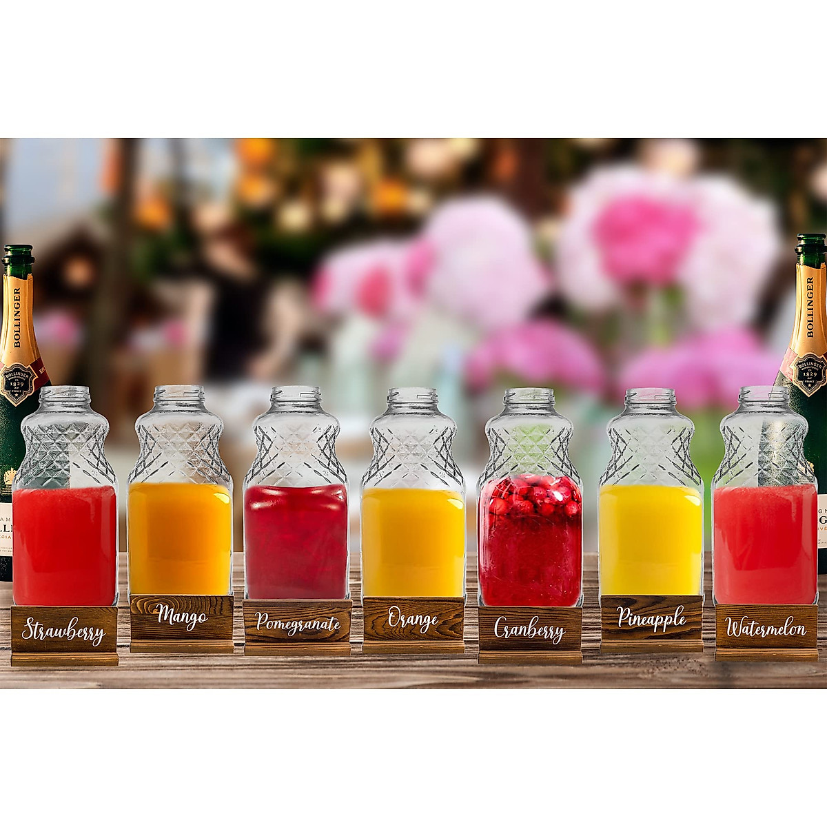 Darware Rustic Wood Beverage Signs (7-Flavor Mimosa Set); Drinks Labels for Coffee Urns, Iced Beverage Dispensers, and Carafes