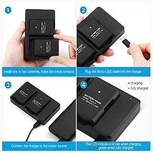 Powerextra EN-EL14 EN-EL14a Battery 2 Pack & Dual LCD Charger Compatible with Nikon D5600 D5500 D5300 D5200 D5100 D3500 D3400 D3300 D3200 D3100 Df Coolpix P7800 P7700 P7200 P7100 P7000