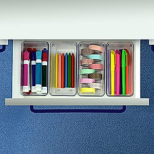 Acrimet Desk Drawer Organizer Box Tray Storage Bins Modular Divider for Home, Kitchen, Office and Storage (Clear Crystal Plastic) (4 Pack - 6.25" x 3.13" x 2.13")