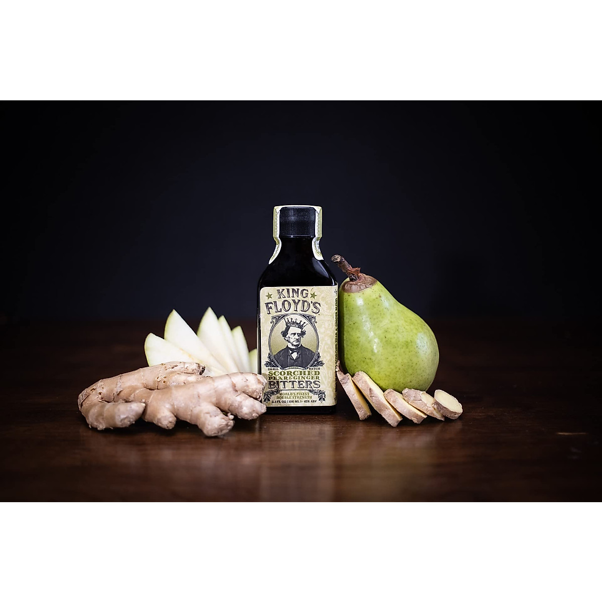 King Floyd's, Artisanal Scorched Pear & Ginger Bitters, Hand Crafted, Made from the Torched Carmalized Pears, Unique Bitters for a Unique Cocktail, 100ml, Bar Provisions, Bitters for Cocktails