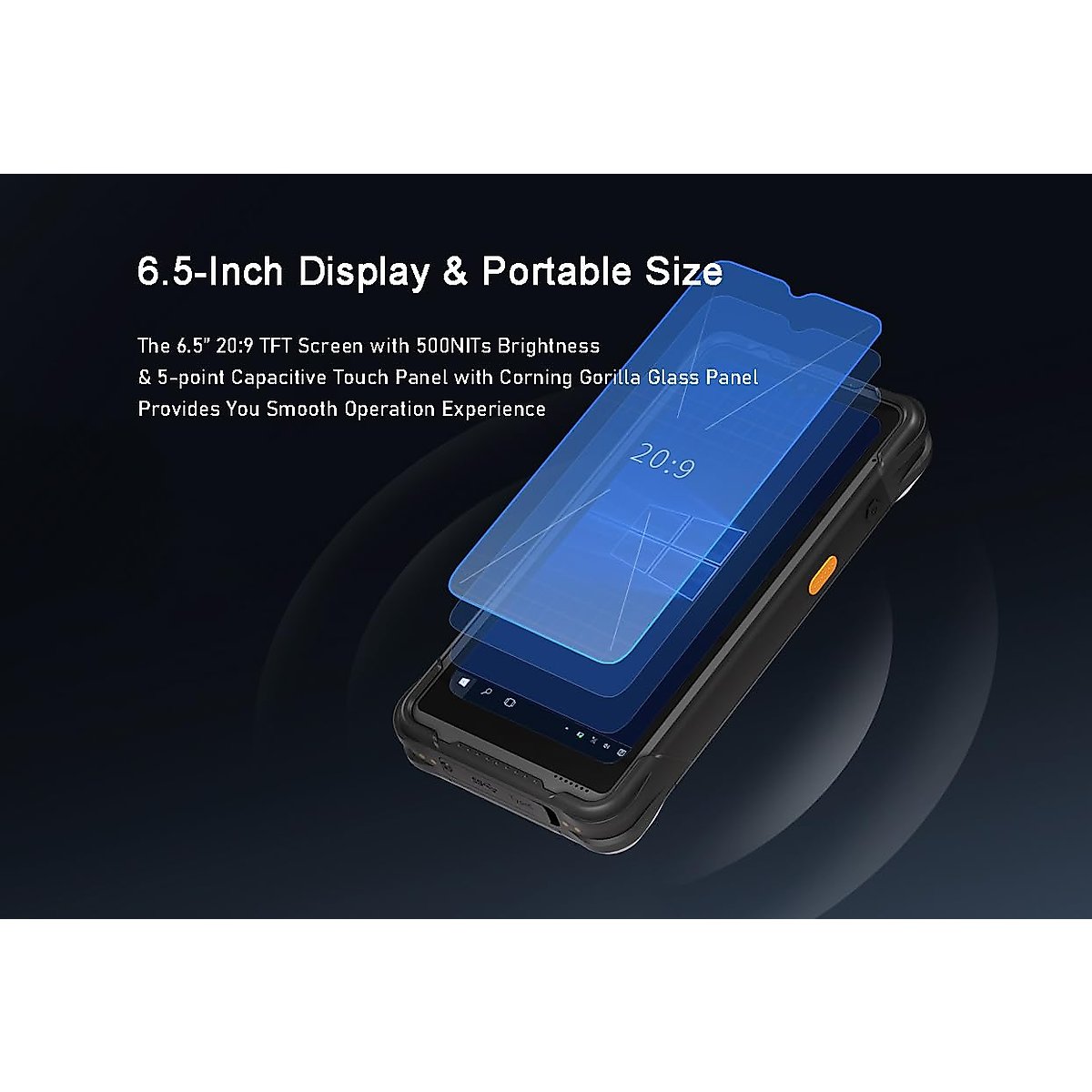 Vanquisher 6.5-inch Rugged PDA Windows 11 IOT Handheld Data Terminal with 1D & 2D Barcode Scanner (Honeywell N3680), 8GB RAM +128GB, for Enterprise Mobile Applications