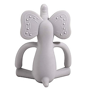 Baby Teether, Pacifier, Food Grade Liquid Silicone Baby Teething Toy, Soft Infant Teether Chew Toy, BPA Free, Multi-Texture Design Cute Elephant Teether, Soft and Sturdy (Gray Elephant)