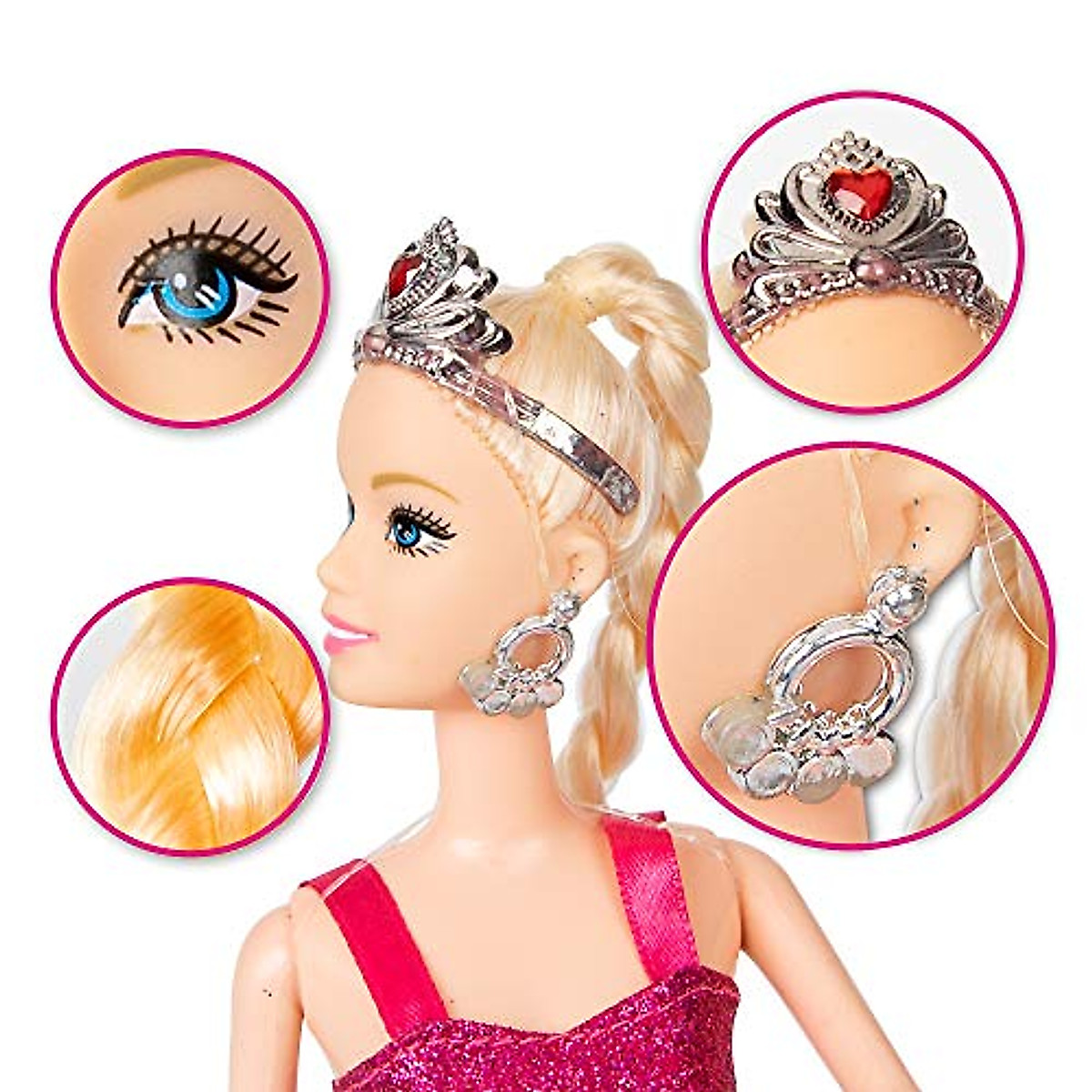 Mermaid Princess Doll with Little Mermaid and Pink Dolphin Playset, Blonde Hair Mermaid Toys with Accessories, Gift for 3 to 7 Year Old Girls