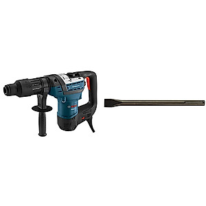 BOSCH 1-9/16-Inch SDS-Max Combination Rotary Hammer RH540M, Blue and BOSCH HS1911 1 In. x 12 In. Flat Chisel SDS-Max Hammer Steel