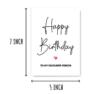 OystersPearl Happy Birthday To My Favourite Person - Birthday Card - Romantic Birthday Card - Valentine Card - Birthday Card - I Love You Card