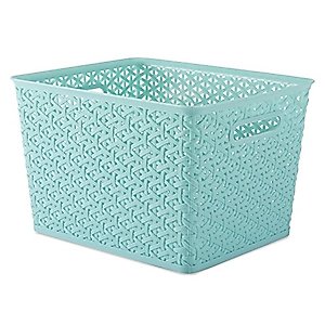 Whitmor Resin Form Tote Large, Turquoise