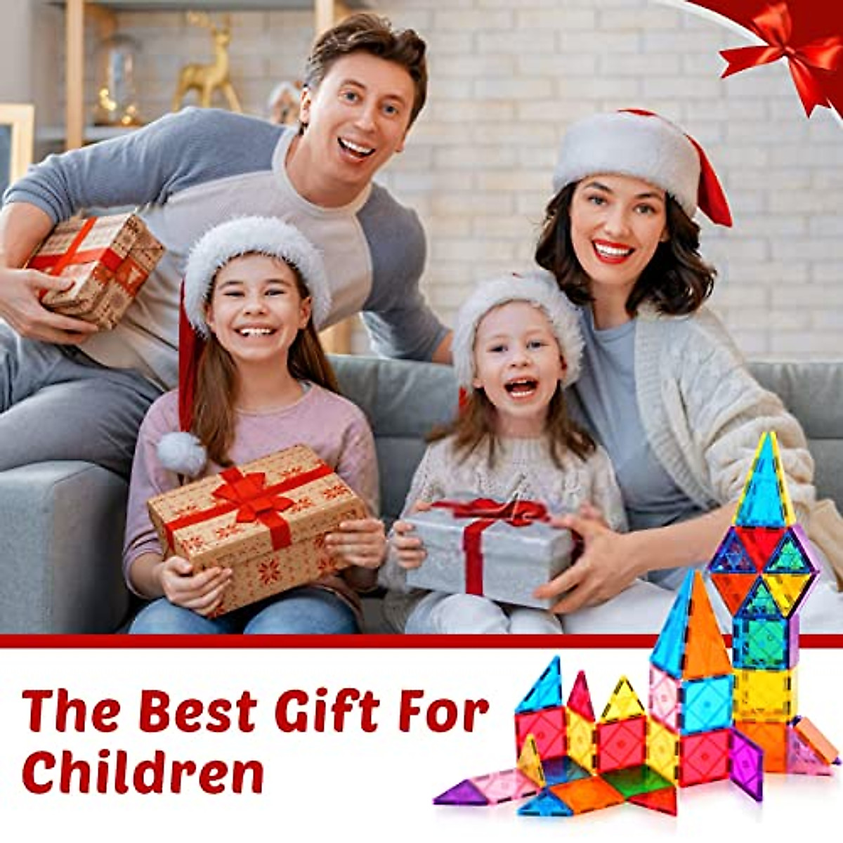 Toys for 3 4 5 6 7 8+Year Old Boys Girls Colorful Magnetic Tiles for Kids Ages 4-8 Upgrade STEM Educational Creativity Stacking Magnetic Building Blocks Set for Toddlers Child Ages 3-5 Birthday Gifts