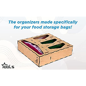 Ziplock bag storage organizer by Bools–Kitchen Drawer Organizer Compatible With Ziploc, Solimo, Glad, Hefty For Gallon, Quart, Sandwich & Snack Variety Size Bags