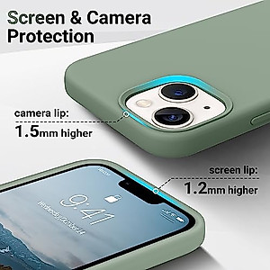 AOTESIER Compatible with iPhone 13 Mini Phone Case,[Military Shockproof Protection] Liquid Silicone Case with [Soft Anti-Scratch Microfiber Lining] Camera & Screen Protection, 5.4 inch, Calke Green