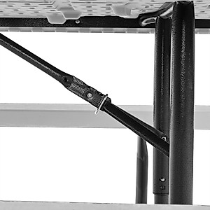 Peakform 6 Foot Rectangular Picnic Table, Multipurpose Indoor Outdoor Furniture with Double Bench Wood Grain Seating, White/Black