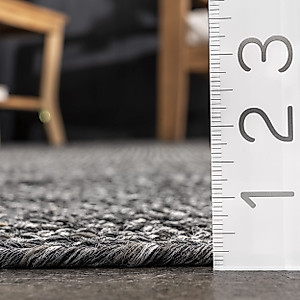 nuLOOM Braided Indoor/Outdoor Area Rug, 4' Round, Wynn Charcoal