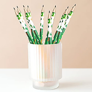 FANCY LAND St. Patrick's Day Pencils 50PCS Wooden Shamrock Pencil Eraser Green Irish Award for Kids Party Supply