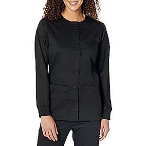 Amazon Essentials Women's Scrub Snap Jacket (Available in Plus Size), Black, Large