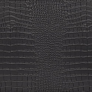 MACVAD Set of 2 Modern Elegant Large Wood Serving Tray, Black Crocodile Leather with Gold Polished Metal Handles, Rectangle Decorative Tray for Ottoman Coffee Table Living Room