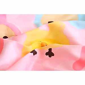 LELVA Rilakkuma Pattern Bedding Quilt/Comforter Cover Set Kids Bedding Duvet Cover Set for Girls Flat Sheet Pink Twin Size
