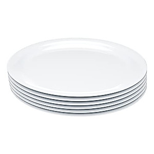 AmazonCommercial 9 in. White Melamine Plate - 6 Piece Set